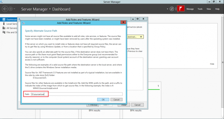 Install .NET Framework 3.5 on Windows Server 2012 R2